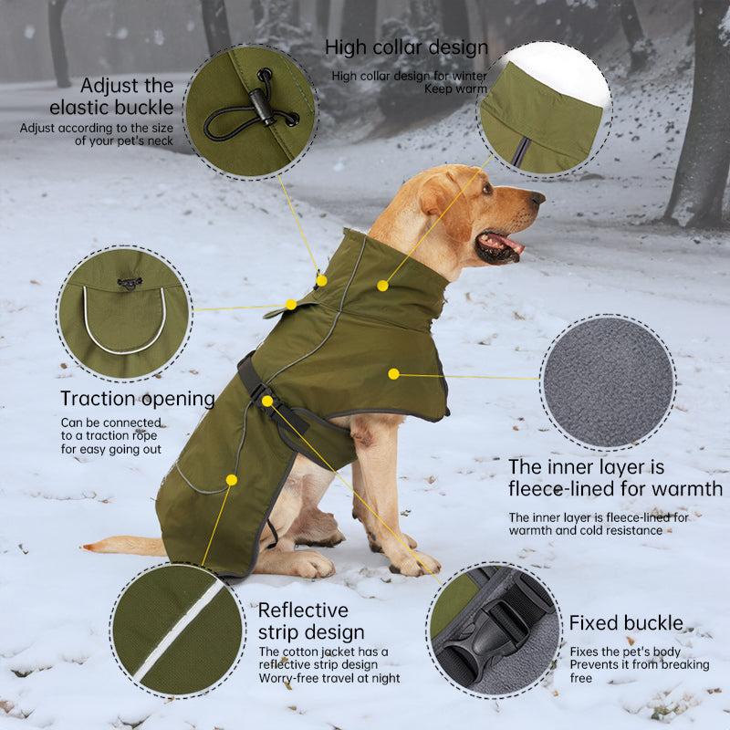 Waterproof Dog Jacket with Fleece Lining for Cold & Outdoor. Reflectiv ...